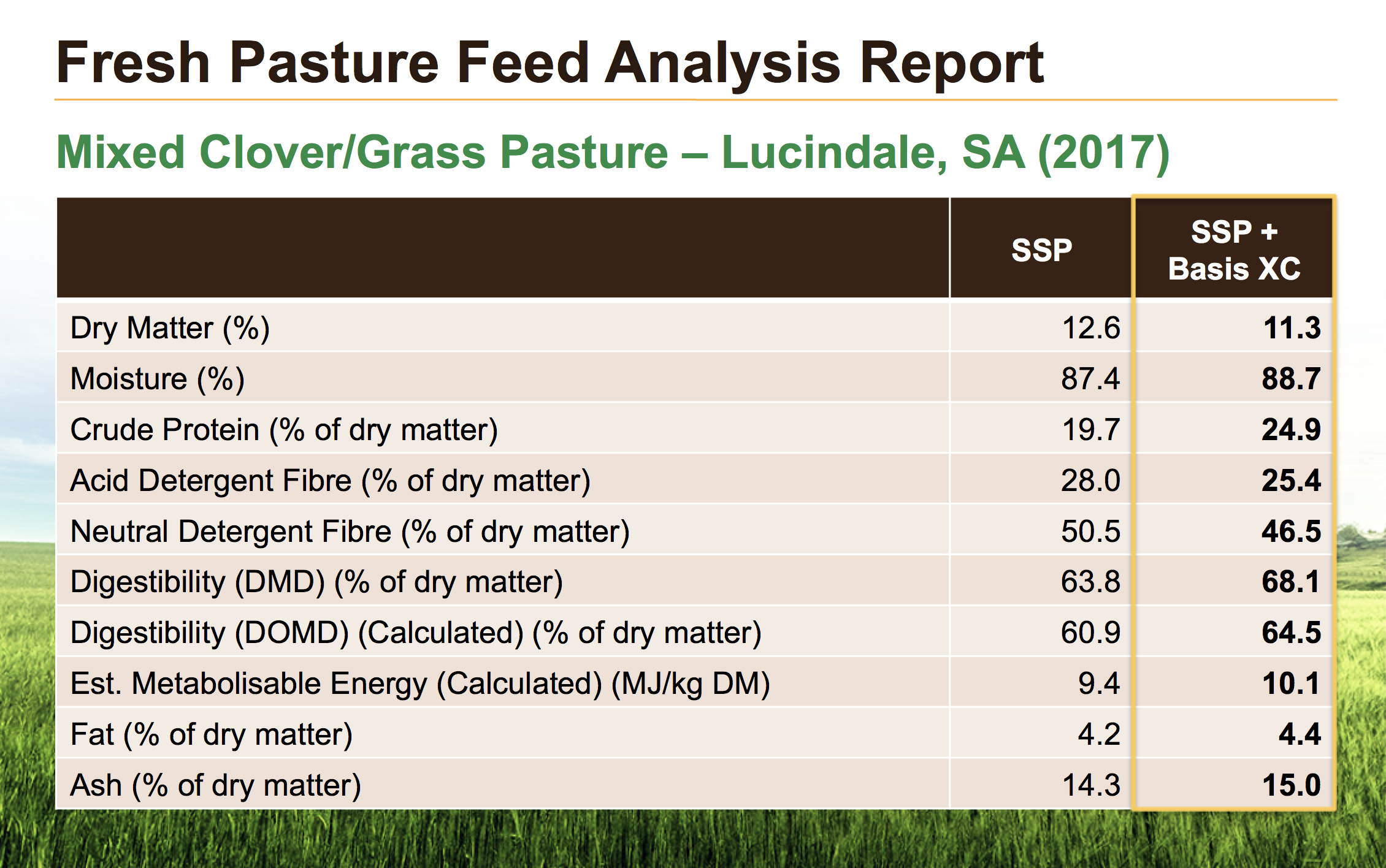 Improving Pasture Feed Quality with Basis XC